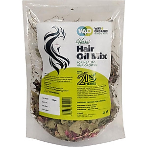 Herbal Hair Oil Mix of 21 Herbs for Thick Long Hair Growth 150 grams, Hairfall, Hair Repair, Scalp Care, Haircare Products Both for Men & Women - Way4Organic