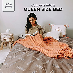 CordaRoy's Faux Fur Bean Bag Chair, Convertible Chair Folds from Bean Bag to Lounger, As Seen on Shark Tank, White - Queen Size