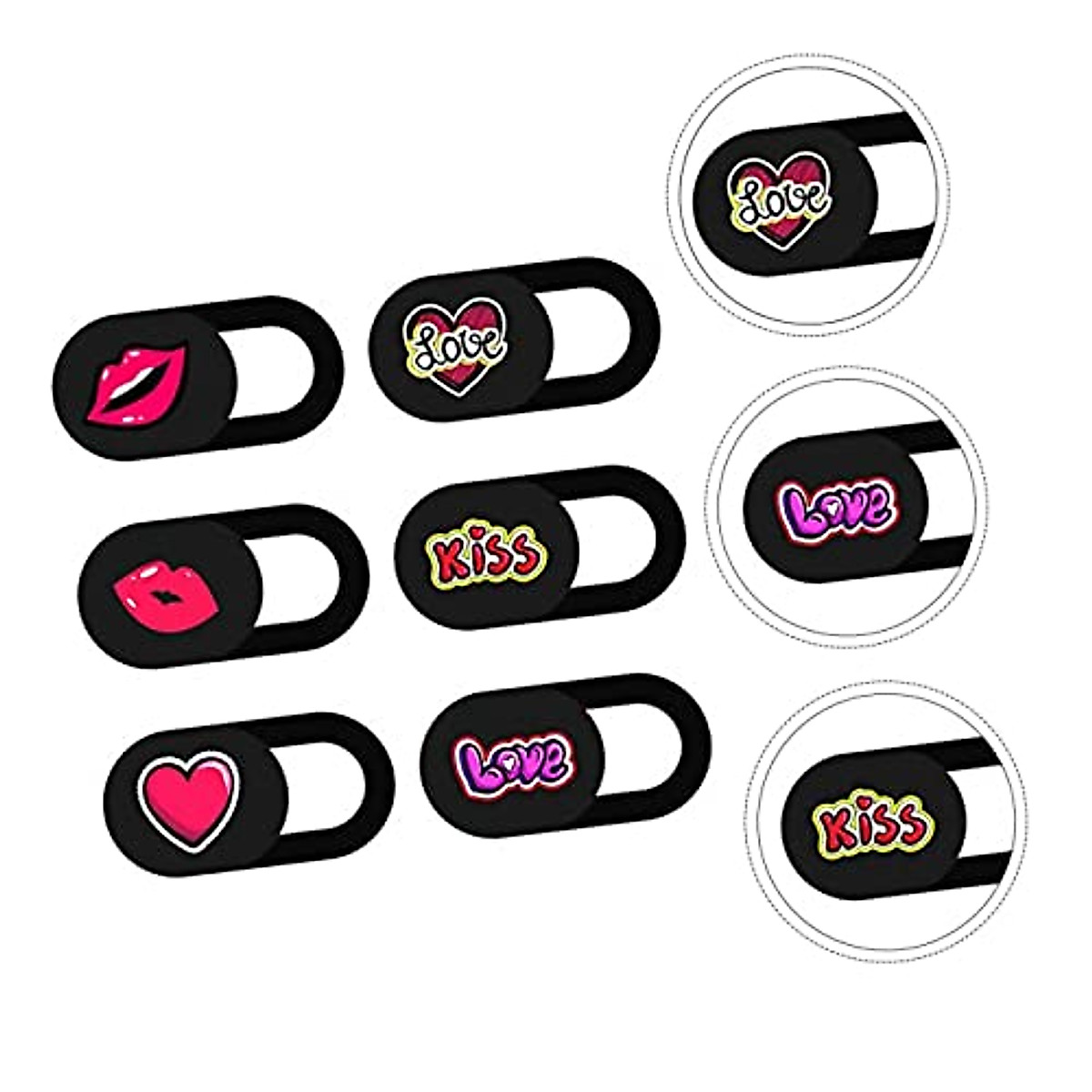SOLUSTRE 6pcs Phone Smartphone Heart Webcam Protector Thin Computer Plastic Camera Lips Privacy for Security Cell Tablet Cover Pattern Cartoon Lip Lovely Love Slide Safe Adhesive Blocker