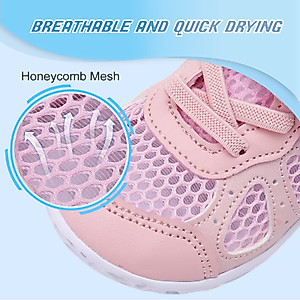 L-RUN Toddler Breathable Tennis Shoes Boys Girls Football Shoes Breathable Mesh Sneakers Shoes Pink M US 9-9.5 Toddler