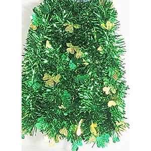 St Patrick Day Green Garland Shamrocks Party Garland -15 Feet Long (Jumbo Green/Gold Green Clovers)