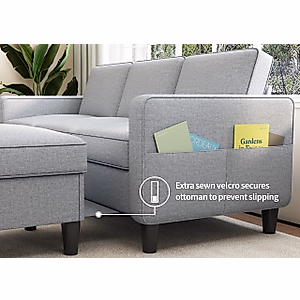 Youmumeub Convertible Sectional Sofa Couch, L-Shaped Couch 3-Seat Sofa with Storage Reversible Chaise, Sectional Couches for Living Room, Apartment and Small Space (Light Gray)