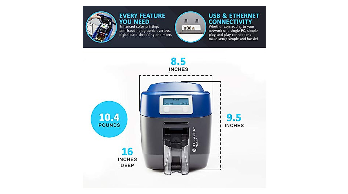 ID Maker Card Edge 2 Sided Printer Kit for Professional Badge Printing