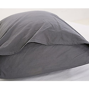 Colourful Snail 100-Percent Natural Washed Cotton Duvet Cover Set, Ultra Soft and Easy Care, Fade Resistant, Queen/Full, Dark Grey