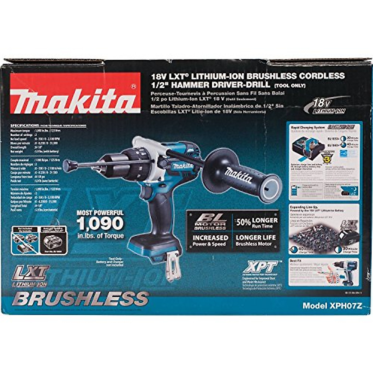 Makita XPH07Z 18V LXT® Lithium-Ion Brushless Cordless 1/2" Hammer Driver-Drill, Tool Only