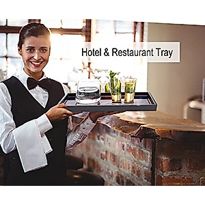 Decorative Tray Wood Rectangular Serving Trays Resin Tray with Handles Food Coffee Table Kitchen Tray for Home,Restaurant,Hotels,Motels,Lodging and Travel