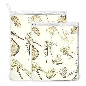 Oyihfvs Vintage Women Shoes High Heels Set of 2 Mesh Laundry Bags, Mesh Storage Bag, Mesh Wash Bag, Travel Laundry Bag with Zipper Hanging Loop for Wash Bra Underwear