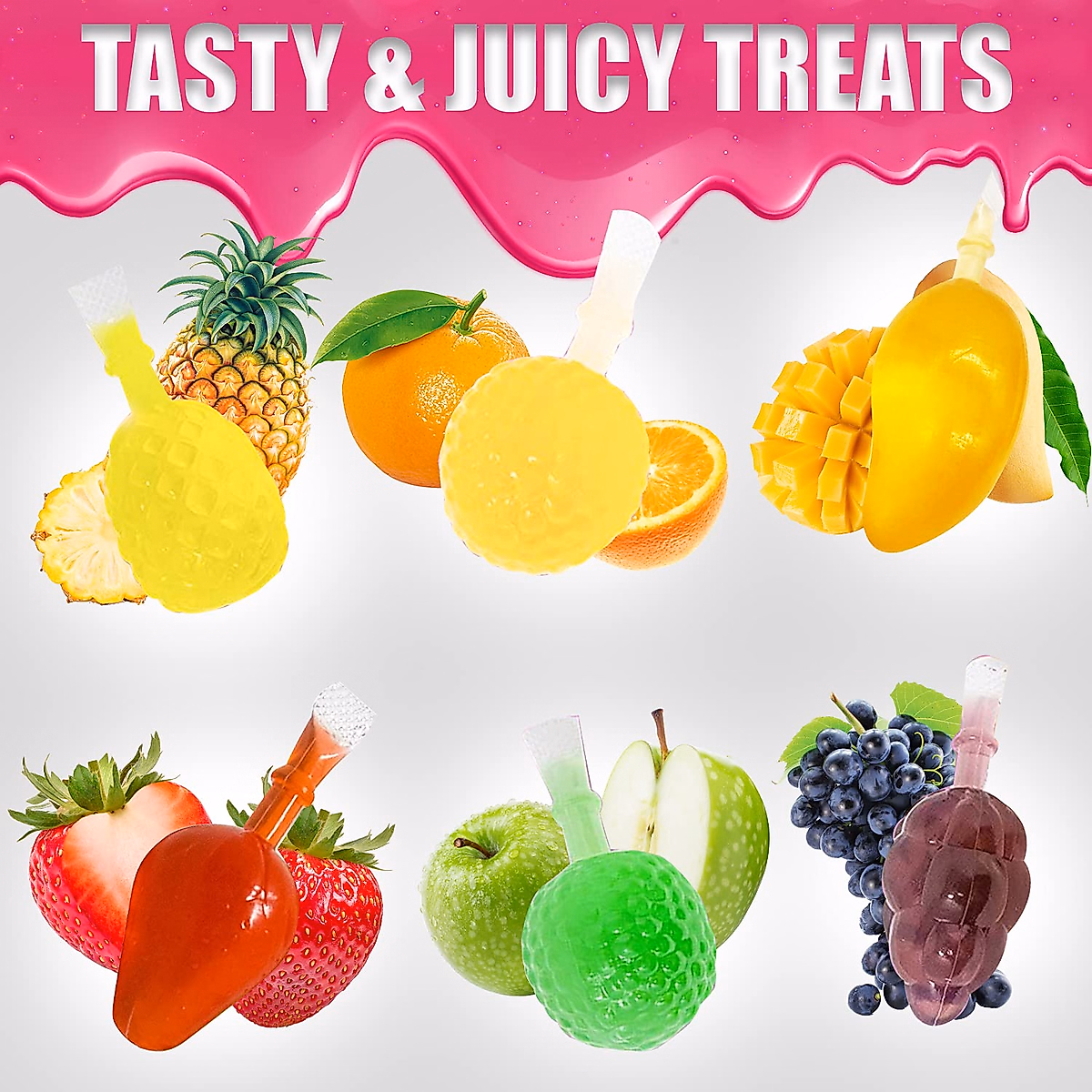 Fusion Select Jelly Fruit Snack Jelly Fruits Hit or Miss Candy Challenge - Fruit-Shaped Jelly- Assorted Flavors, Strawberry, Orange, Apple, Pineapple, Grape, Mango (1 Jar)