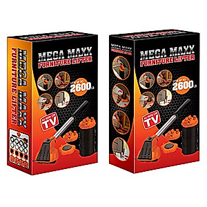 Mega Maxx Heavy Duty Furniture Lifter with 4 Sliders for Easy Heavy Furniture Moving, Adjustable Height [Load Capacity: 660lbs Per Wheel], Orange