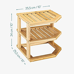 Navaris Bamboo Corner Shelf - Kitchen or Bathroom Corner Shelf Organizer - 9.5" High 3 Tier Storage Shelf for Countertop, Cabinet, Counter, Pantry