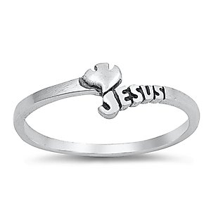 Chevron Jesus Dove Christian Love Ring Word .925 Sterling Silver Band Size 5