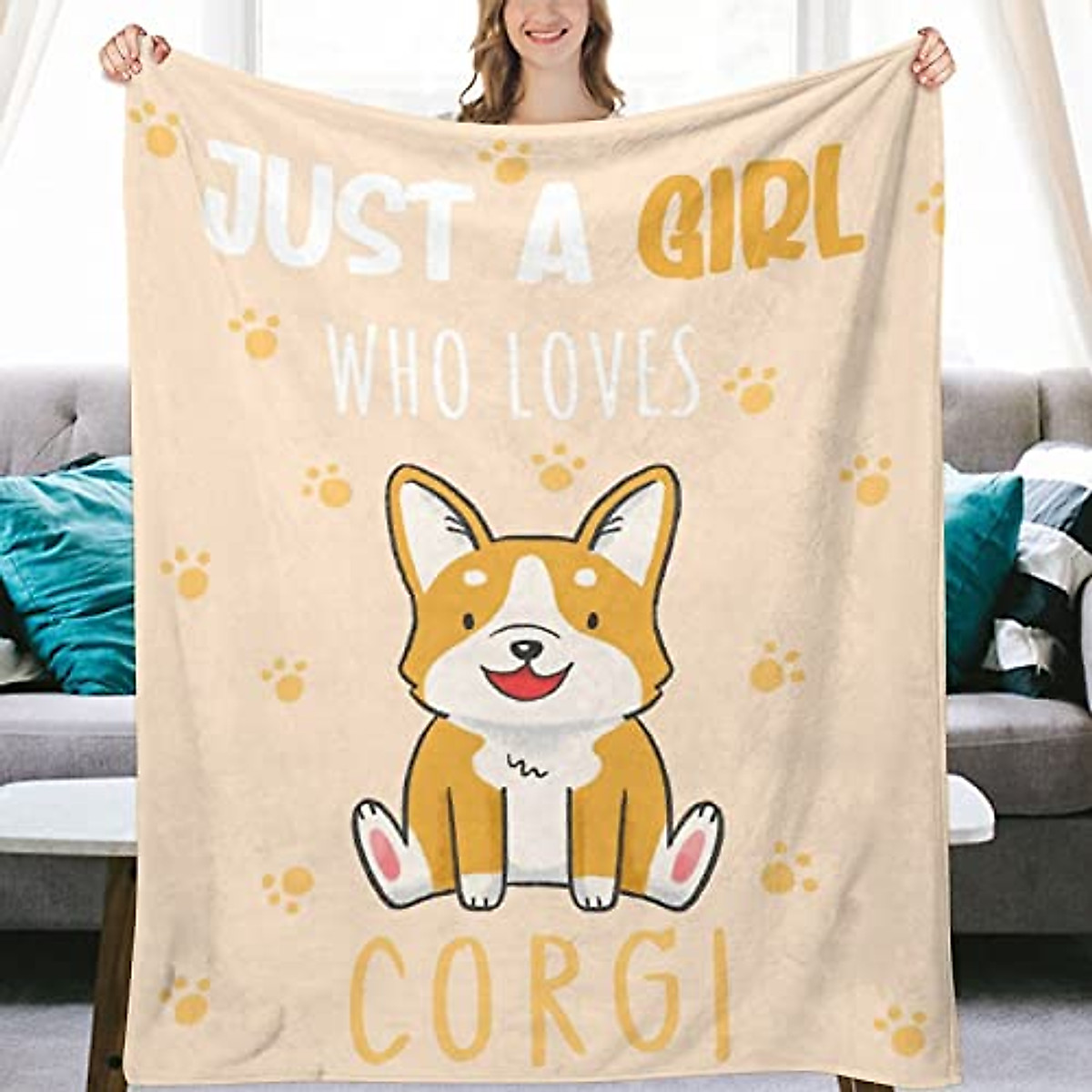 Corgi Blanket Gifts, 40"x50" Soft Fleece Corgi Throw Blanket for Corgi Lovers, Lightweight, Soft, Cozy, Warm Corgi Theme Gifts for Bed Couch