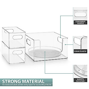 Sorbus Laundry Organizer Set, Large Stackable Bin Open Front, 2 Narrow Stackable Storage Bins, 1 Lazy Susan Organizer, - Clear Organizer Bins for Laundry Organization and Storage (Set of 4)