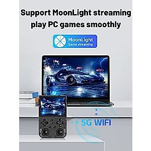 RG353V Handheld Game Console 16G + 128G TF Card, 3.5-Inches Display Dual OS Android 11, Linux System Support 5G WiFi 4.2 Bluetooth, RK3566 Chip Built-in 15000+ Classic Games (Black Transparent)