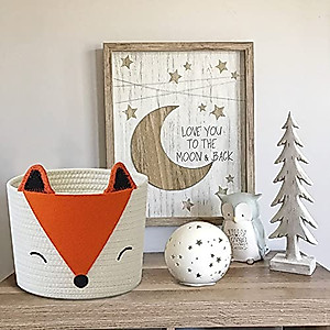 T&T Homewares Small Cute Orange Fox Basket for Baby Diaper Organizer, Baby Laundry Baskets, Nursery Storage, Kids Room Organizer, Woodland Nursery Decor, Dog Cat Toy Basket