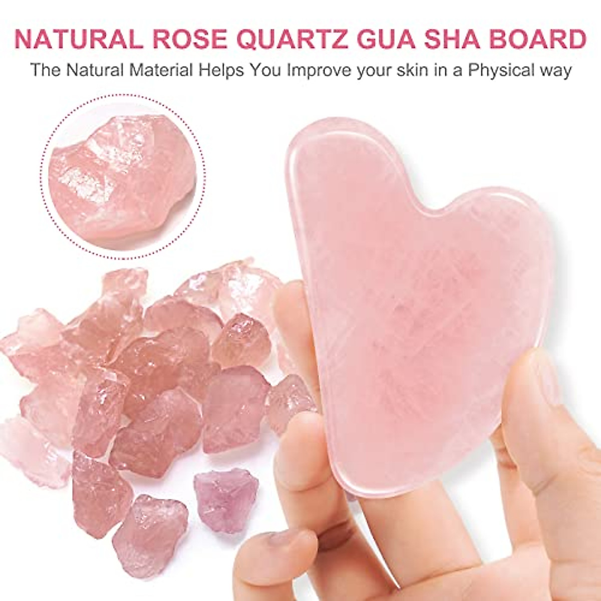 Gua Sha Massage Tools & Rose Oil & Vitamin C Serum in One Set for Facial Massage, Face Oil and Serum Gua Sha Pack, Anti Age Wrinkle and Dark Spot Face Skin Care Sets & Kits for Women