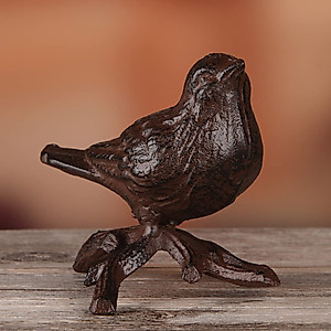 BRASSTAR Rustic Cast Iron Bird with Branches Statue Antique Garden Farmhouse Decoration Home Desk Figurine Replica Rust Color TQGJPT108
