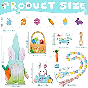 15 Pcs Easter Tiered Tray Decor Easter Bunny Easter Egg Easter Gnomes Plush Doll Table Centerpiece Wooden Signs Farmhouse Happy Spring Decoration for Indoor Home Kitchen Decor
