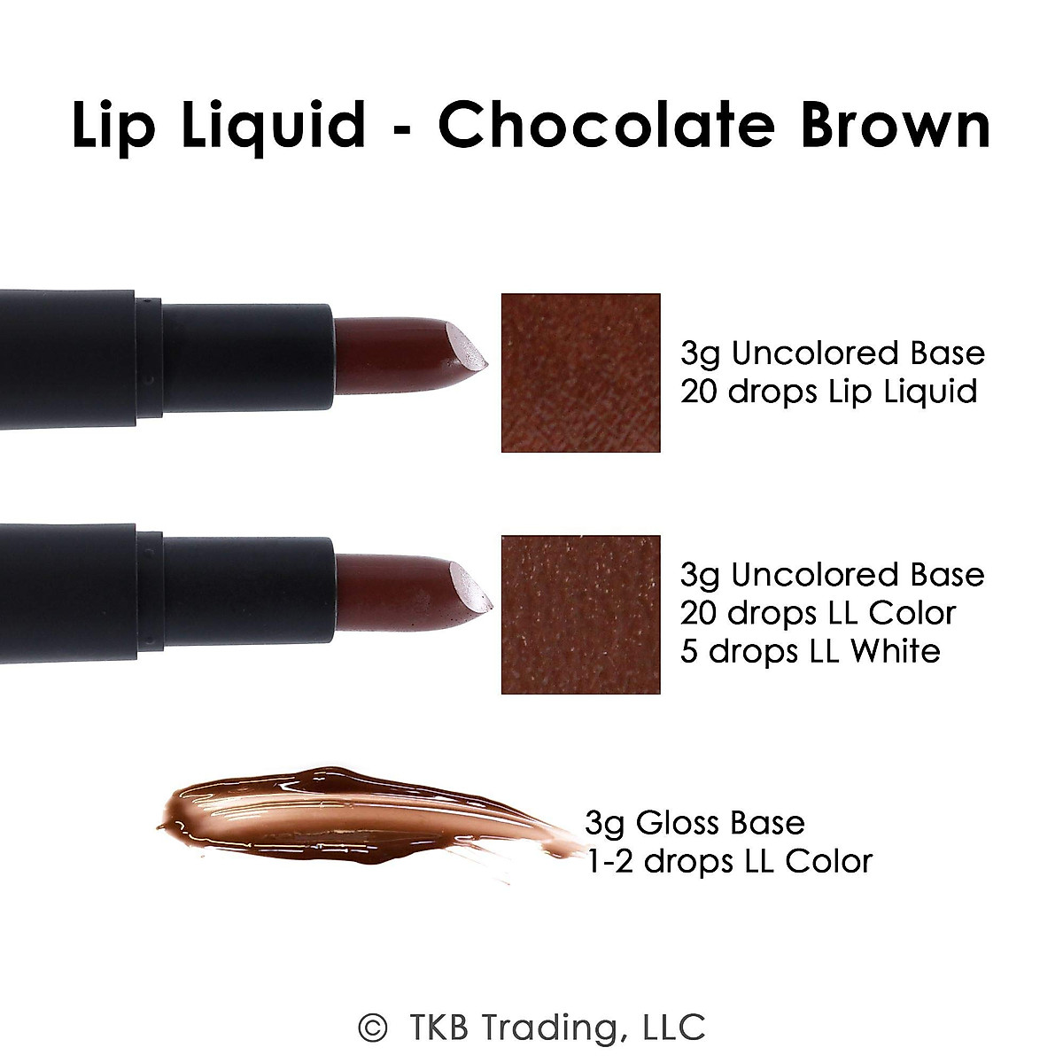 TKB Lip Liquid Color | Liquid Lip Color for TKB Gloss Base, DIY Lip Gloss, Pigmented Lip Gloss and Lipstick Colorant, Made in USA (1floz (30ml), Chocolate Brown)