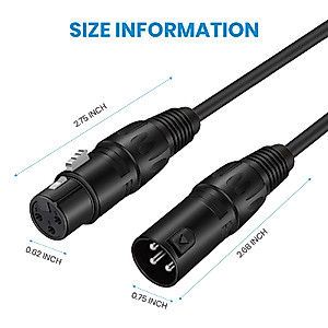 Moukey, 50ft XLR 50 Feet Microphone Male to Female Mic Cables Cord, Black 3-Pack