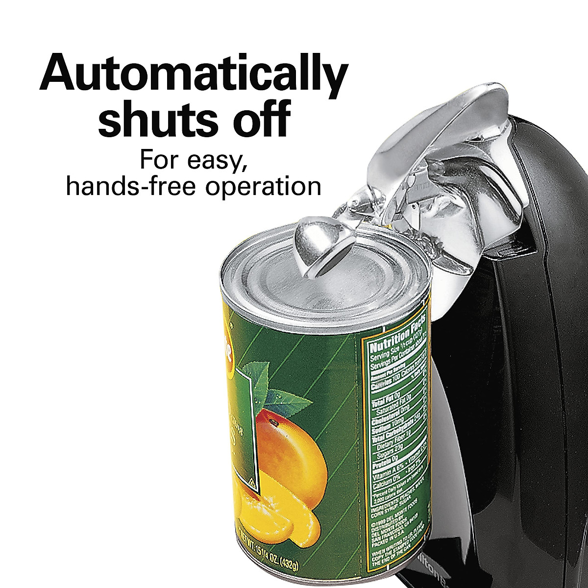 Hamilton Beach Electric Automatic Can Opener with Auto Shutoff, Knife Sharpener, Cord Storage, and SureCut Patented Technology, Extra Tall, Black