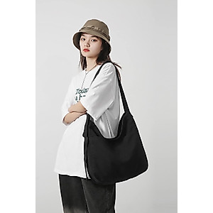 Micmores Crossbody Bags for women, Large Hobo Bag Canvas Messenge Tote Handbagr for Travel Work Shopping(Off White)