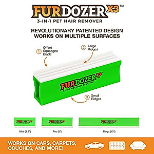 FurDozer X3 PRO 3-in-1 Pet Hair Remover & Auto Detailer - Remove Fur & Lint from Multiple Surfaces Green