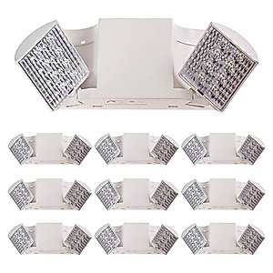 Ciata 10 Pack Led Emergency Lights with Battery Backup, for Home Power Failure, Hardwired with Adjustable Heads, Backup Battery, Emergency Lights for Business, Indoor Emergency Lights