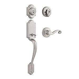 Kwikset Arlington Single Cylinder Handleset w/Lido Lever featuring SmartKey® in Satin Nickel