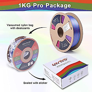 Silk MagicPLA 3D Printer Filament, Tri-Color Coextrusion PLA Filament 1.75mm, Shiny Silk Coextruded PLA, Silk Red-Green-Blue Three-Color Filament, 1kg/2.2lbs