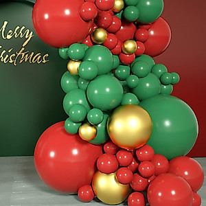 Sugoiti Christmas Balloons Garland Arch Kit Tree 200PCS Red Green Metallic Golden White Latex Balloon for X-Mas Festival Birthday Company Party Decorations