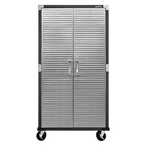 Seville Classics UltraHD Solid Steel Rolling Lockable Metal Storage Cabinet Locker Organizer w/Adjustable Shelves for Garage, Warehouse, Office, Classroom, 36" W x 18" D x 72" H, Graphite
