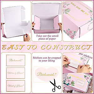 10 Pieces Bridesmaid Proposal Boxes with Crinkle Paper, Includes 8 for Bridesmaids, 1 for Maid of Honor, and 1 for Matron of Honor Stickers Bridesmaid Gift Boxes for Bridesmaid Gifts Bridal Parties