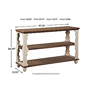Signature Design by Ashley Alwyndale Wood 3 Shelf Console Sofa Table, Brown & White