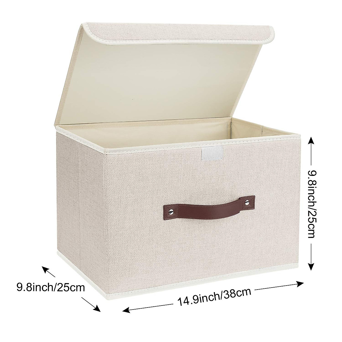 TYEERS Foldable Storage Boxes with Lids 5 Pack Fabric Storage Bins with Lids, Closet Organizers for Clothes Storage, Room Organization, Office Storage, Toys - Beige