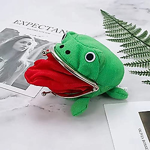 Frog Coin Wallet, Anime Cosplay Plush Frog Coin Purse Green Cartoon Frog Money Pouch Cute Funny Wallet for Halloween Gifts
