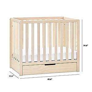 Carter's by DaVinci Colby 4-in-1 Convertible Mini Crib with Trundle Drawer in Washed Natural, Greenguard Gold Certified, Undercrib Storage
