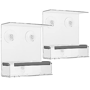 Window Bird Feeder 2 Pack, Bird House for Outside, Window Bird Feeder with Strong Suction Cups and Removable Seed Tray with Drain Holes. Outdoors Birdfeeder for Wild Birds, Cardinal, Bluebird