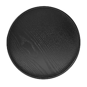 Fdit Wooden Black Round Tea Cup Tray Home Serving Plate (Black)