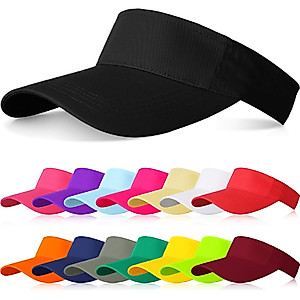 15 Pieces Sun Visor Hats Sport Wear Athletic Sun Visor Caps Adjustable Sun Protection Visors for Women Men (Multi Color)