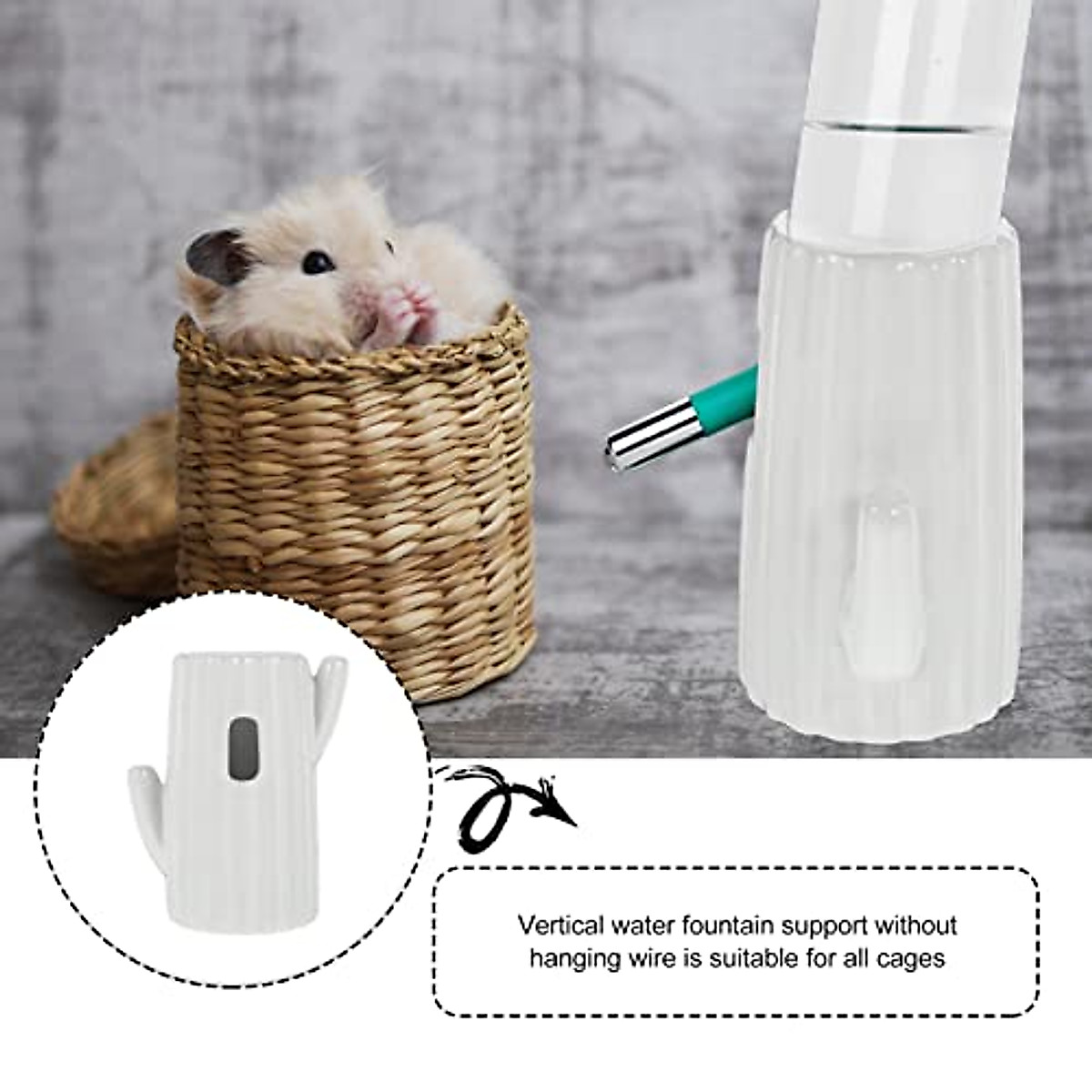 VILLCASE Pet Water Bottle Holder Adorable Cacti- Shape Hamster Waterer Holder Pet Bottle Bracket for Hamster Chinchilla Gerbil Bunny (White) Hamster Water Bottle
