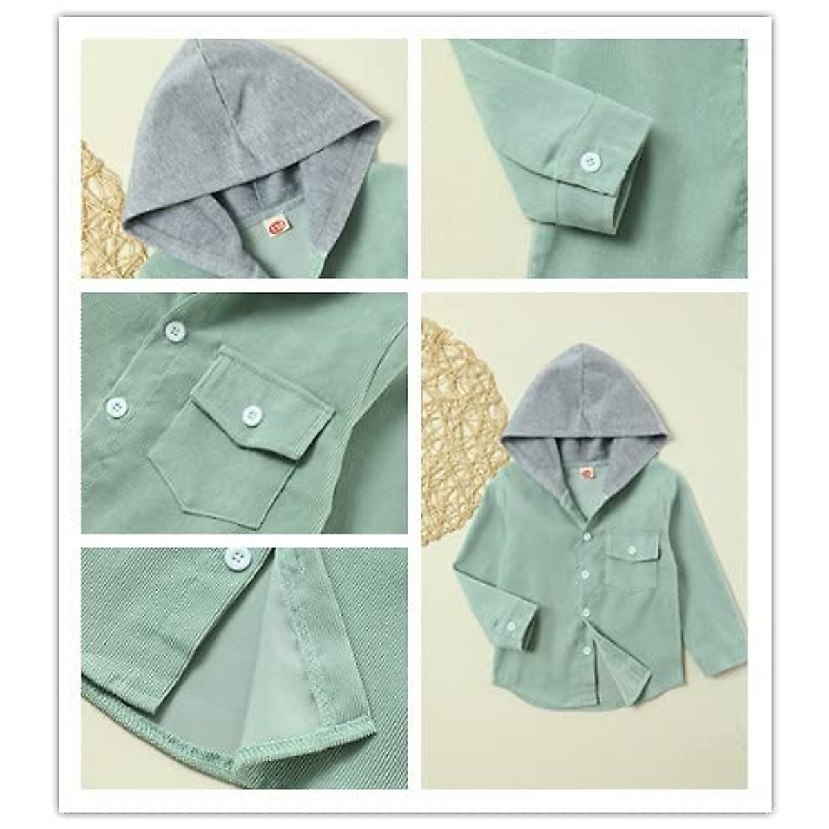 bilison Kids Toddler Boy Clothes Long Sleeve Corduroy Lapel Button Down Shirt Top Little Boys Shirts Light Green