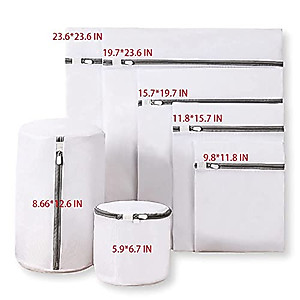 Set of 7 Laundry Bags, Full-Size High Resilience Delicates Mesh Laundry Bags, Travel Organizer Bags for Shirts, Pants, Socks, Underwear, Gloves, Table Cloths, and Curtains