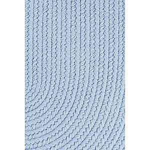 Super Area Rugs Maui Solid Braided Rug Indoor/Outdoor Washable Reversible Carpet, Hydrangea Blue, 2' X 3' Oval