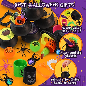 256PCS Halloween Party Favor Bulk for Kids, 32PACK Prefilled Witch Cauldrons with 6 Halloween Toys inside, Halloween Goodie Bag Fillers, Halloween Prizes Gifts Miniatures, Trick or Treat