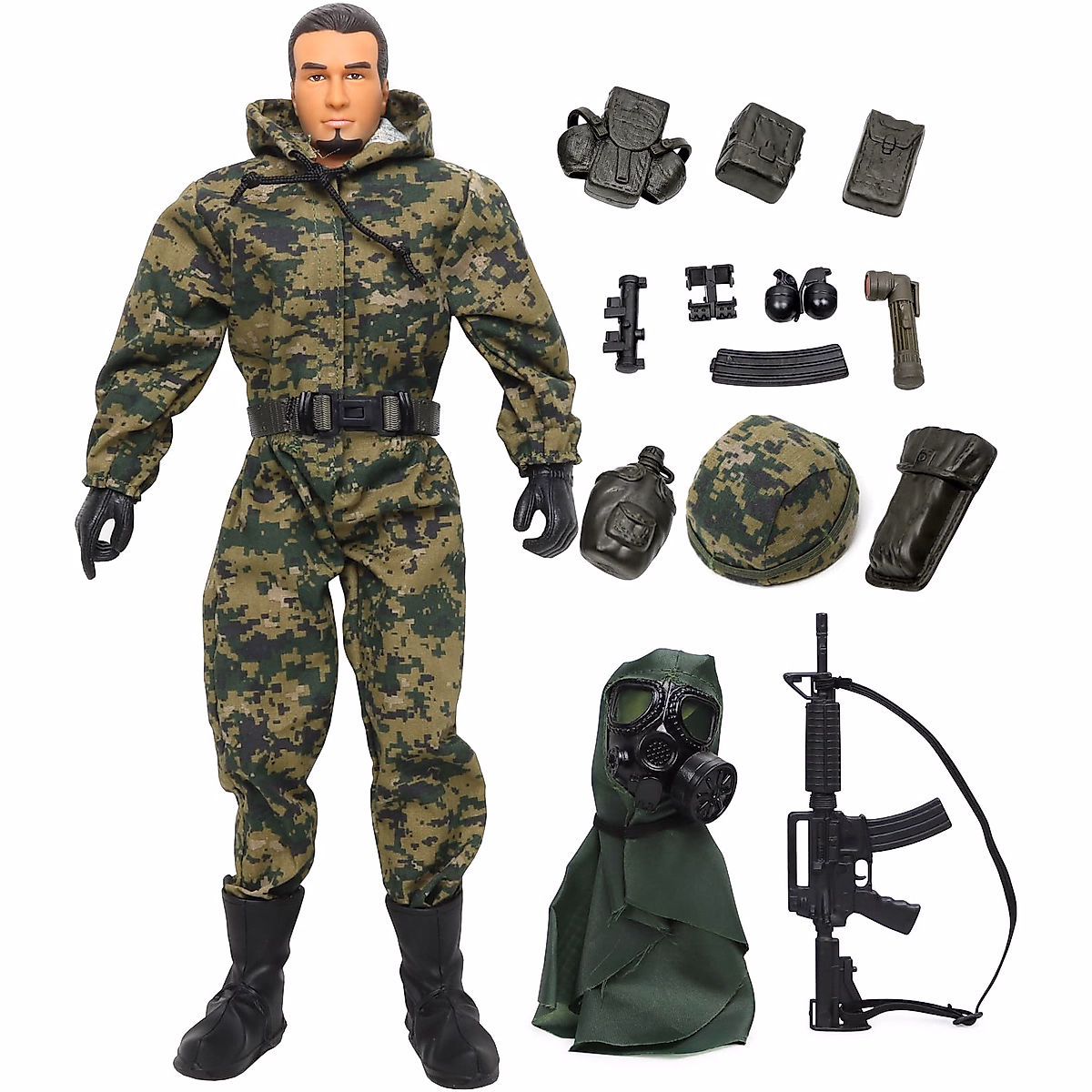 Click N' Play 12-Inch Army Men Action Figures, Military Toys Marine NBC Specialist - Clothes, Weapons Stuff - Army Guys, Elite Force, Soldier Man, SWAT, World Peacekeepers - Men Toys for Boys
