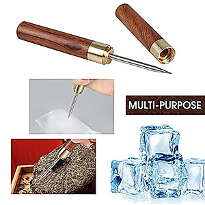 Stainless Steel Ice Pick with Wooden Handle and Sheath Kitchen Tool (Brown)