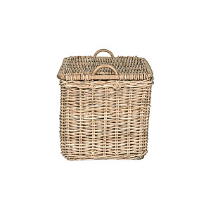 Rattan Core Rectangular Storage Basket with Lid, Natural, Large
