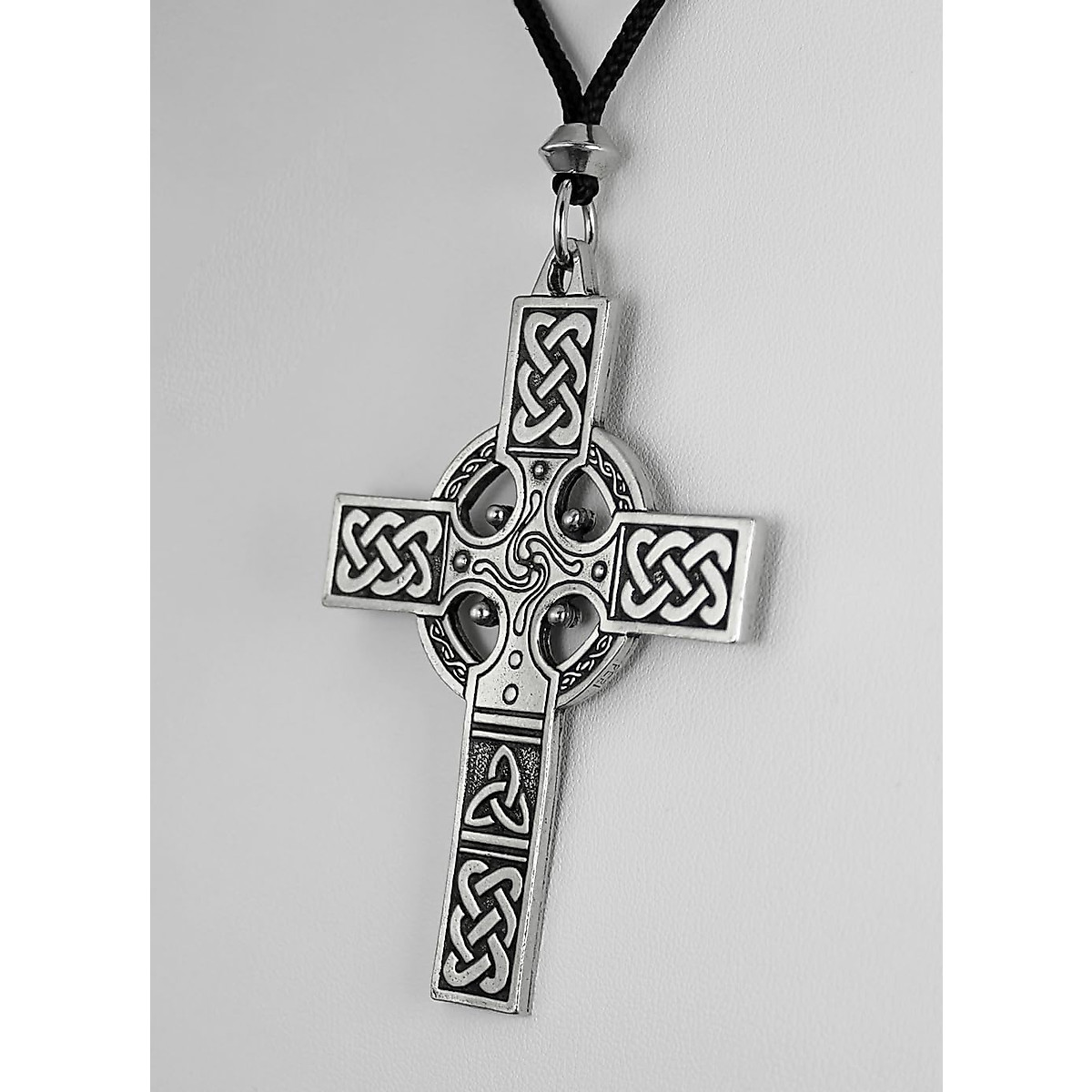 Large Celtic Cross Pendant Necklace - Pewter Irish Jewelry