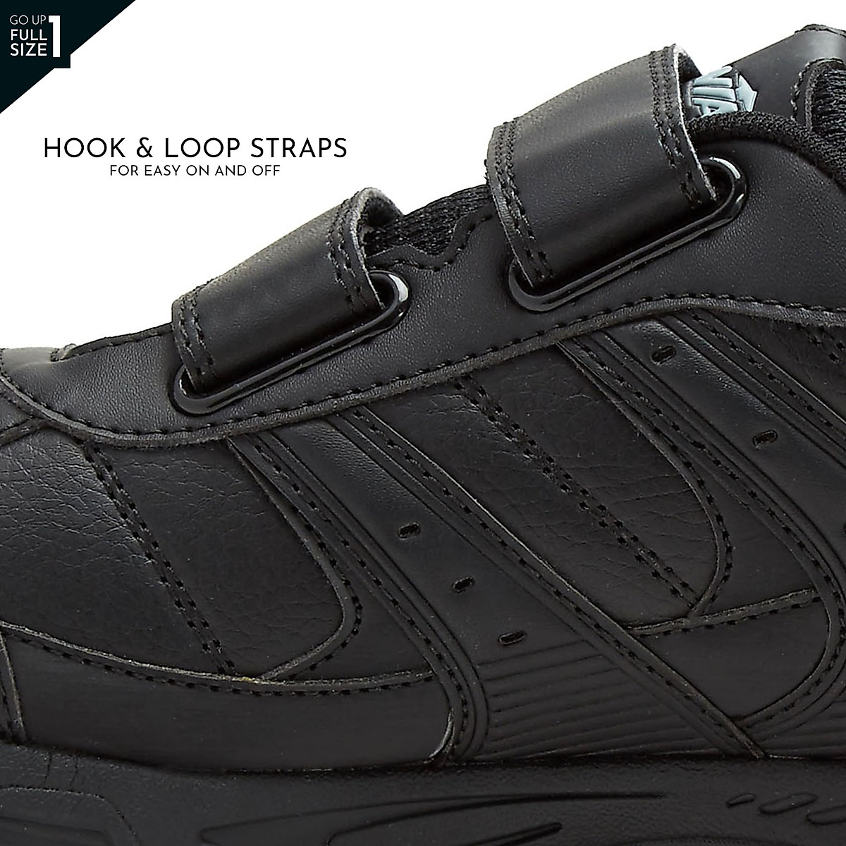 Avia Avi-Union II Strap Non Slip Shoes for Men, Hook and Loop Mens Walking Shoes with Memory Foam - Black, 11 Wide